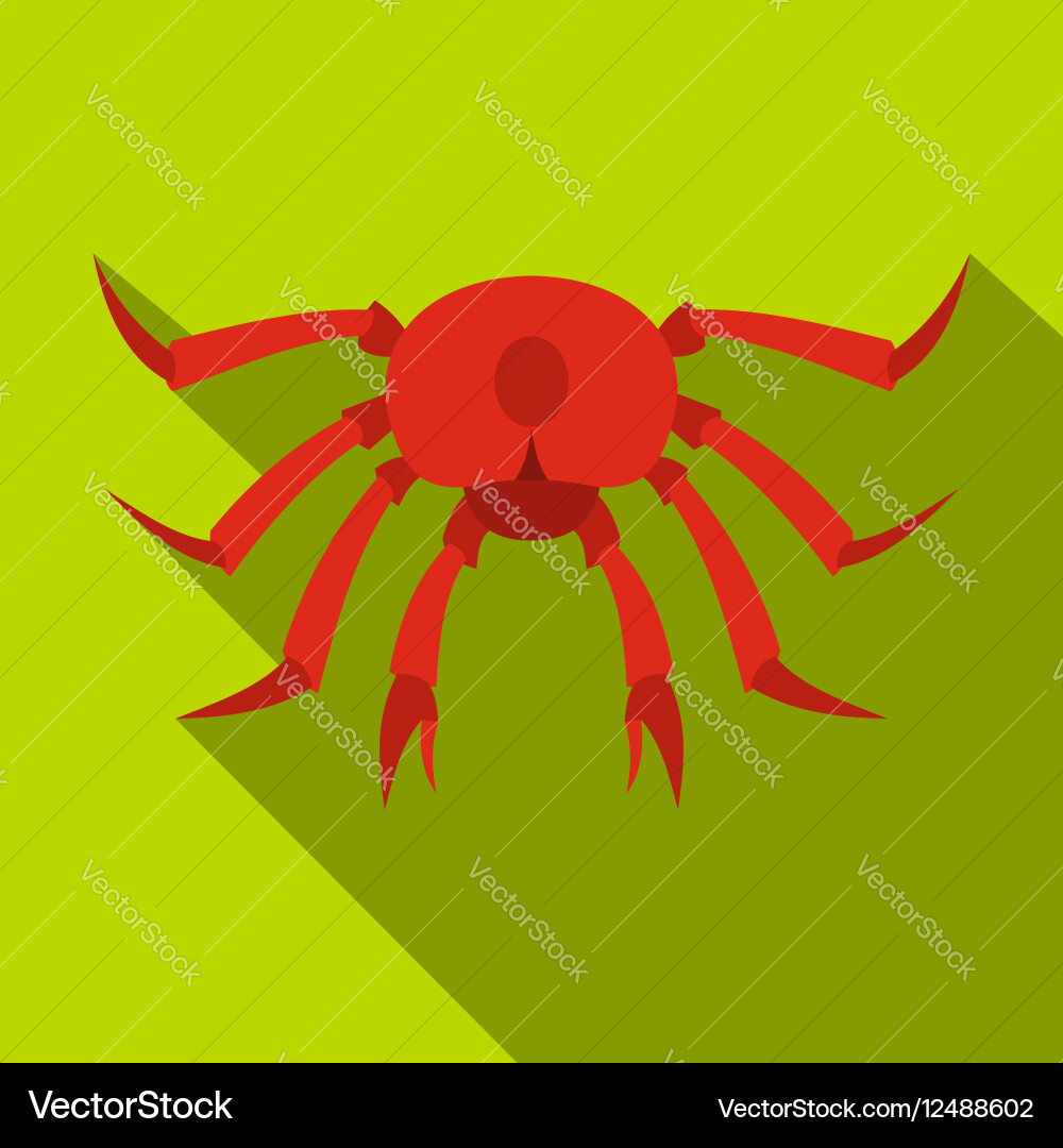 Red crab icon flat style Royalty Free Vector Image