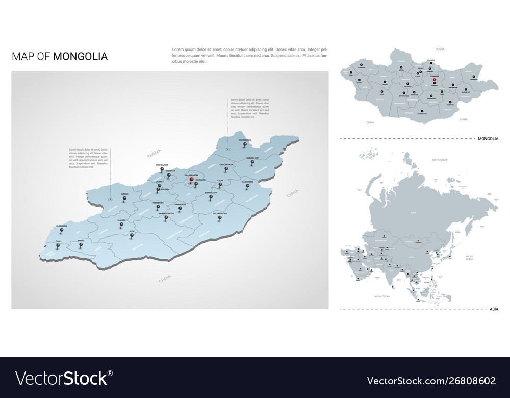 Set mongolia country isometric 3d map mongolia Vector Image Set mongolia country isometric 3d map mongolia Vector Image