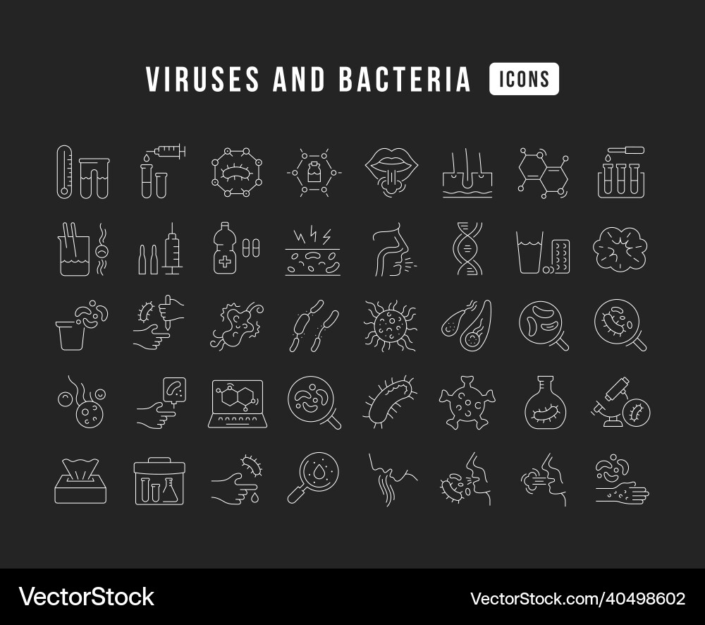 Set of linear icons viruses and bacteria Vector Image