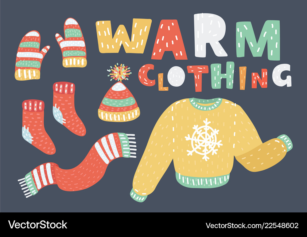 Set of warm winter clothes design Royalty Free Vector Image
