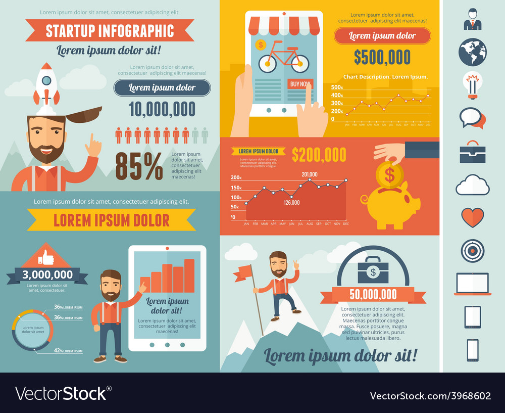 Startup infographic template Royalty Free Vector Image