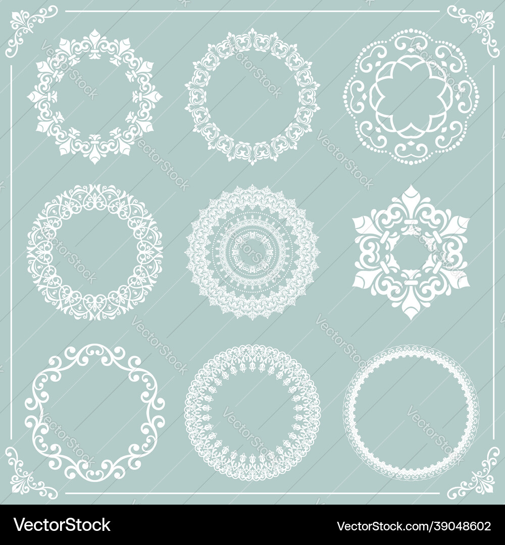 Vintage big set of round patterns Royalty Free Vector Image