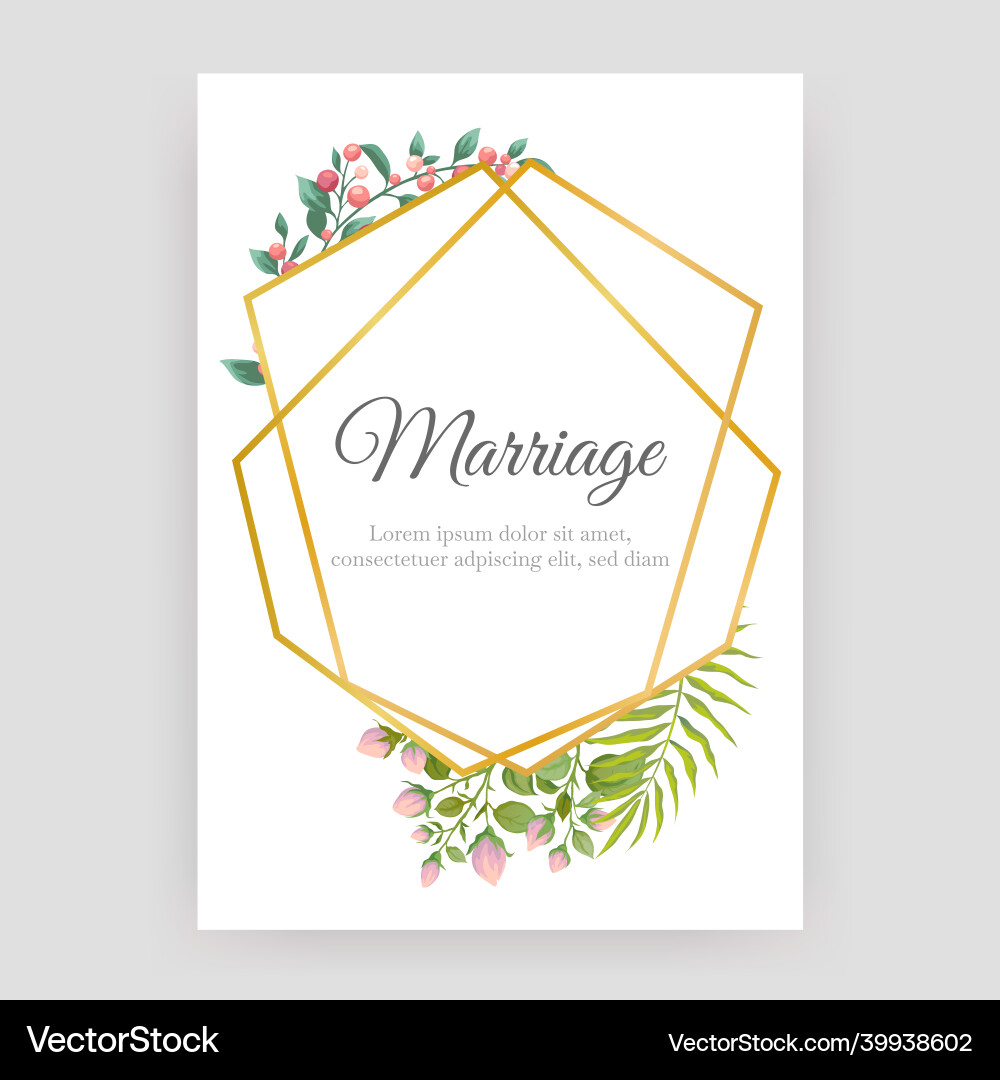 Wedding floral poster marriage celebration Vector Image