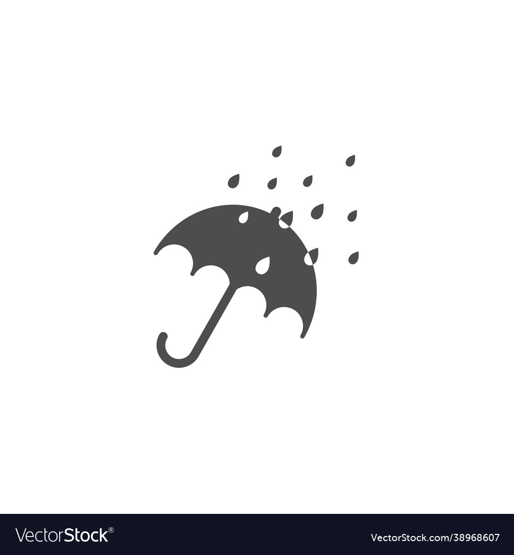 Black open umbrella with rain drops flat icon Vector Image