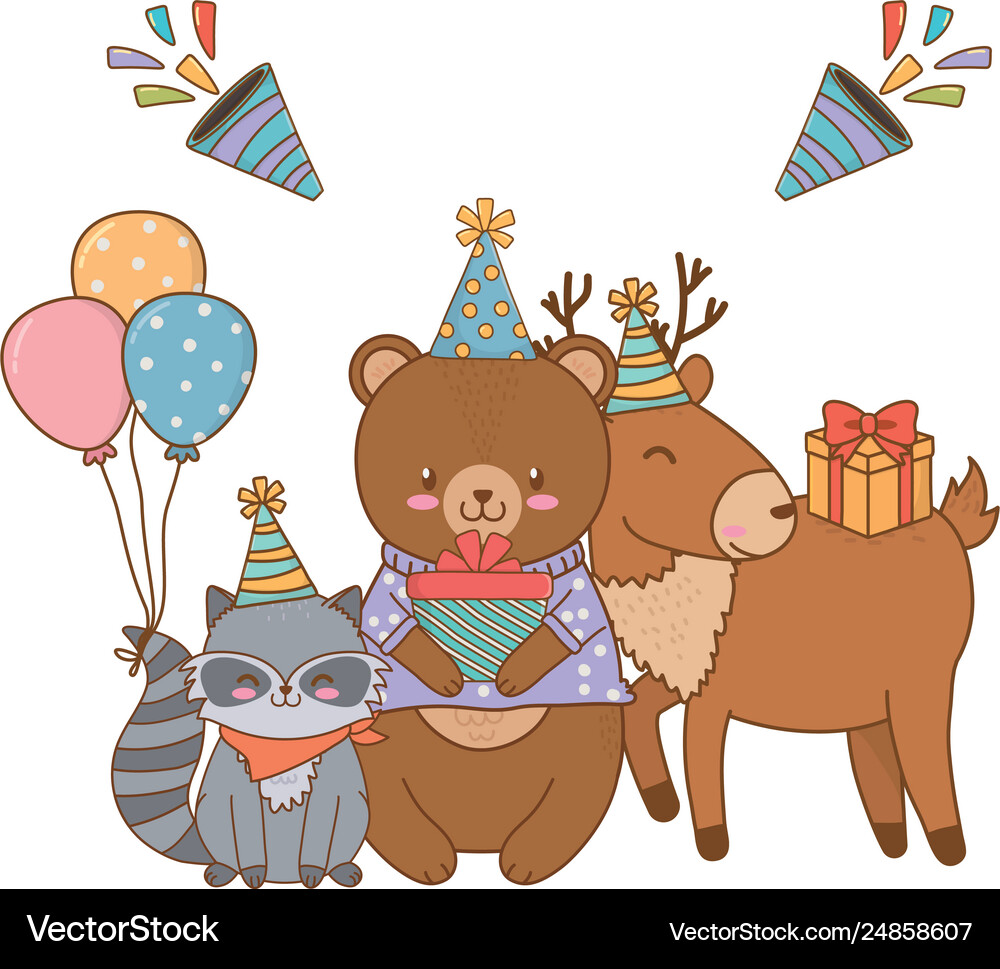 Cute little animals cartoon Royalty Free Vector Image