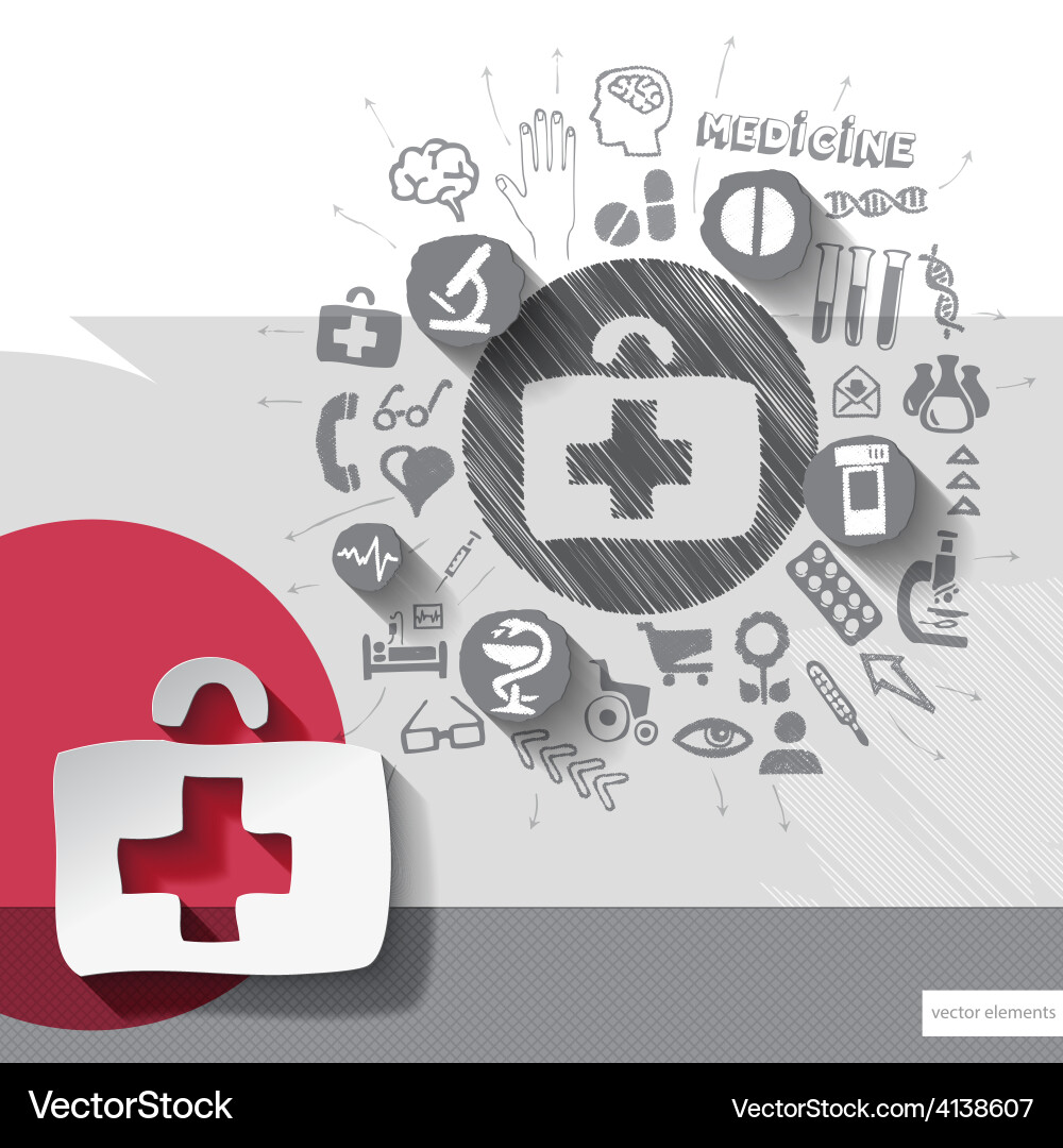 Hand drawn medicine chest icons Royalty Free Vector Image