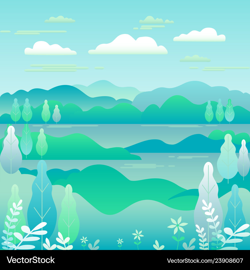 Hills landscape in flat style design valley with Vector Image