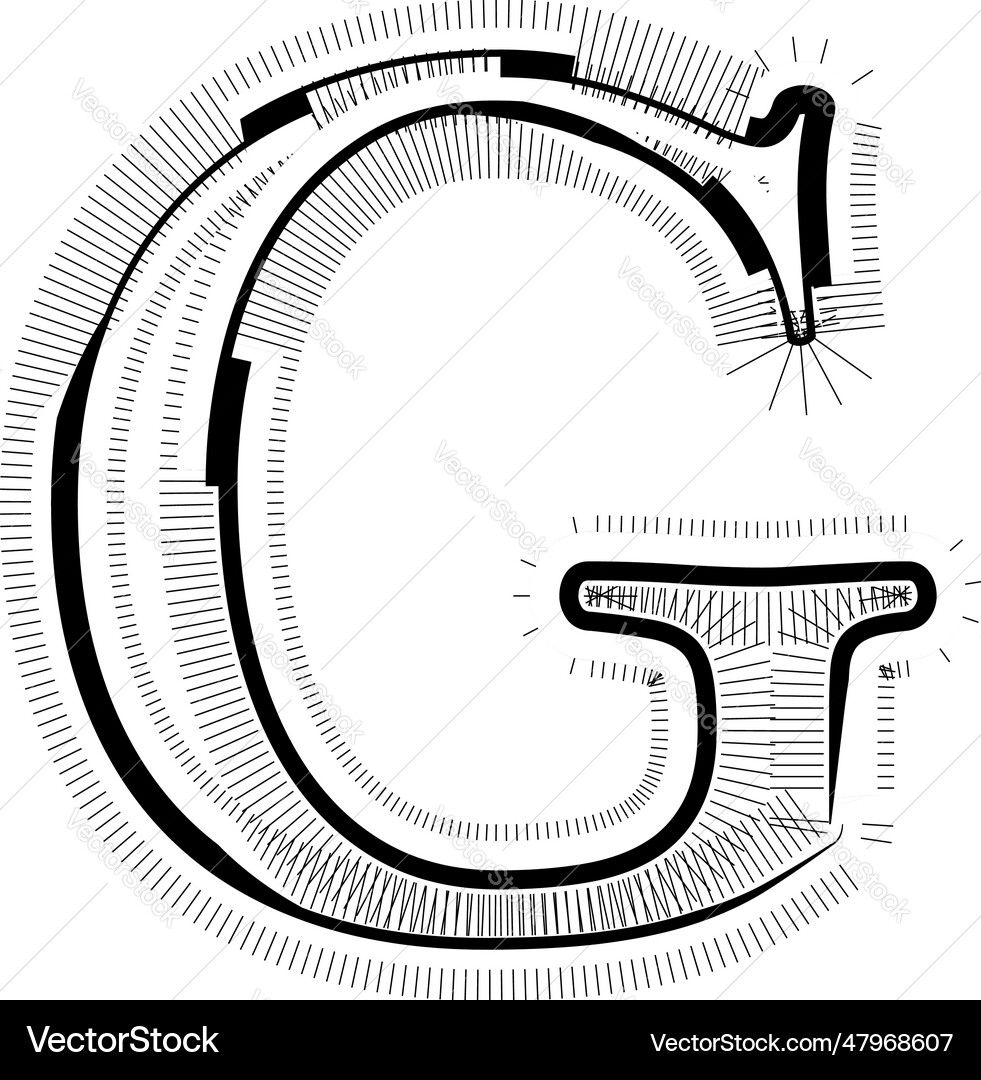 Modern abstract striped design with lines letter g