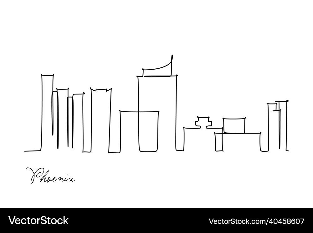 One line style phoenix city skyline simple modern Vector Image