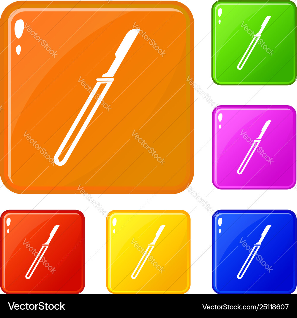 Scalpel icons set color Royalty Free Vector Image