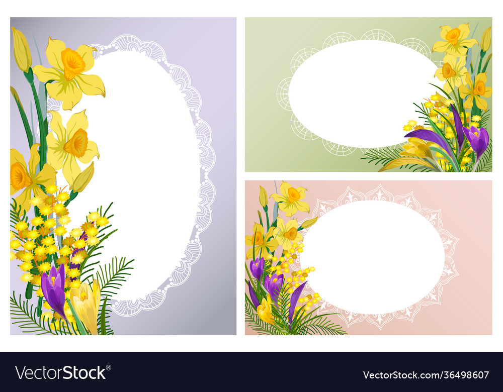Set with spring flowers Royalty Free Vector Image