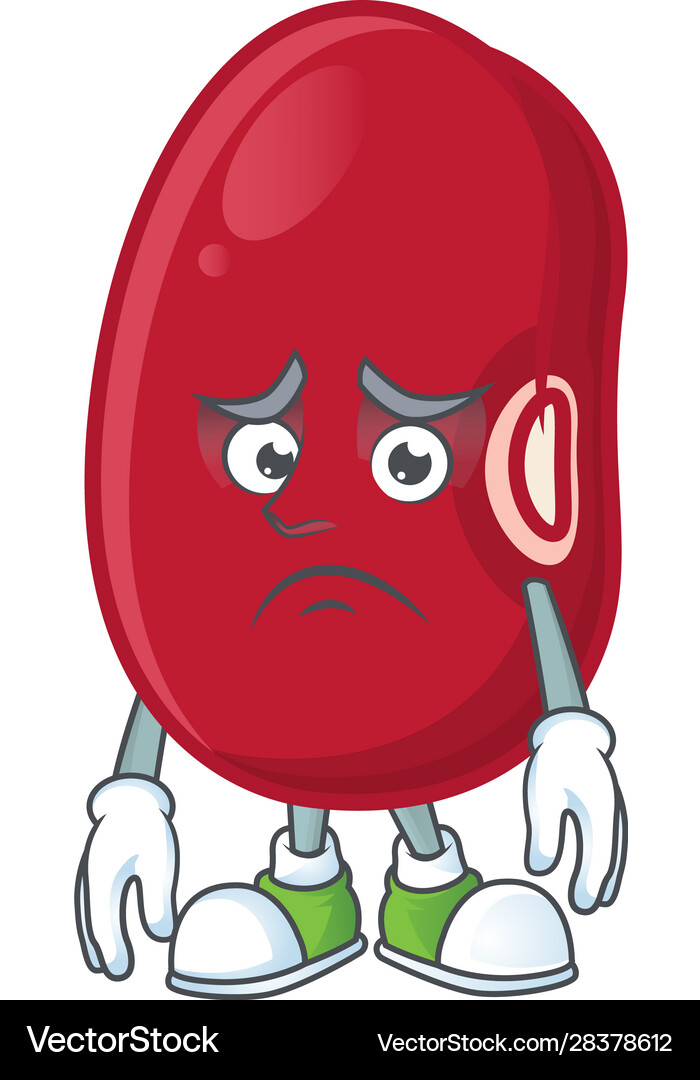 Afraid adzuki beans cartoon character mascot Vector Image