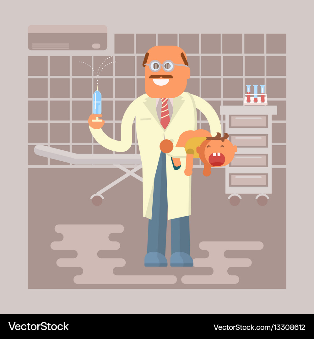 Baby crying and a doctor Royalty Free Vector Image