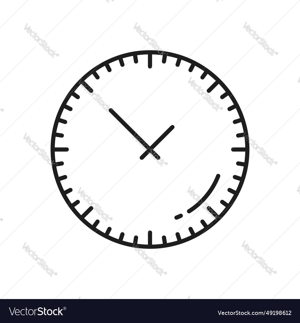 Clock timer outline icon watch face dial hands Vector Image