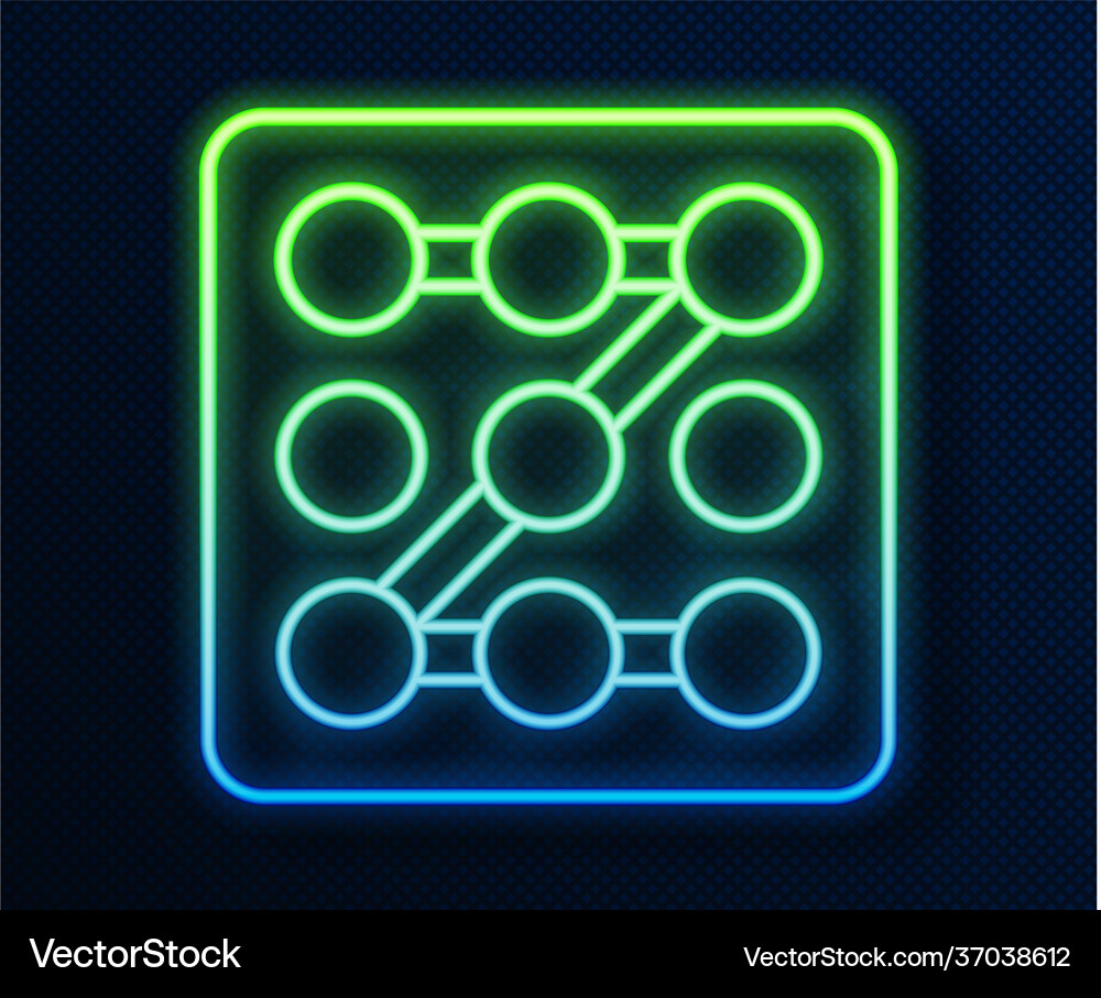 Glowing neon line graphic password protection Vector Image