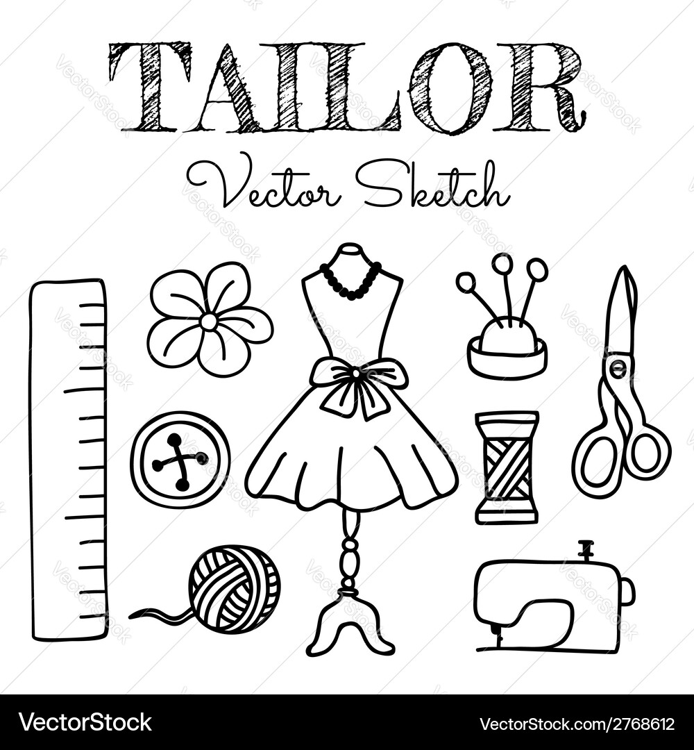 Hand-drawn tailor elements Royalty Free Vector Image