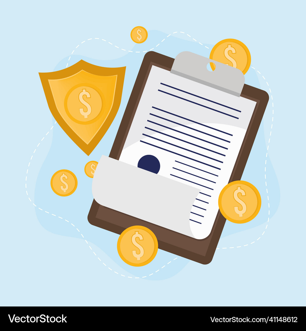 Insurance money and form Royalty Free Vector Image