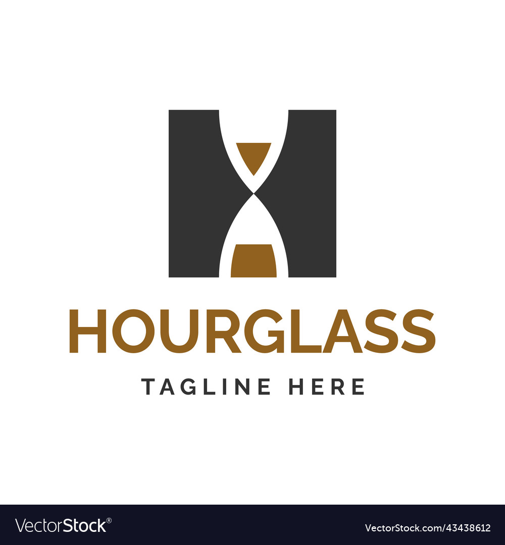 Letter H With Hourglass Logo Design Royalty Free Vector