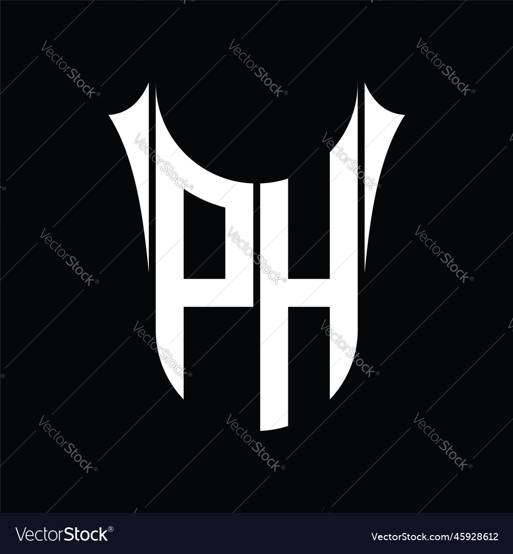 Ph logo monogram shield sharp half round shape Vector Image