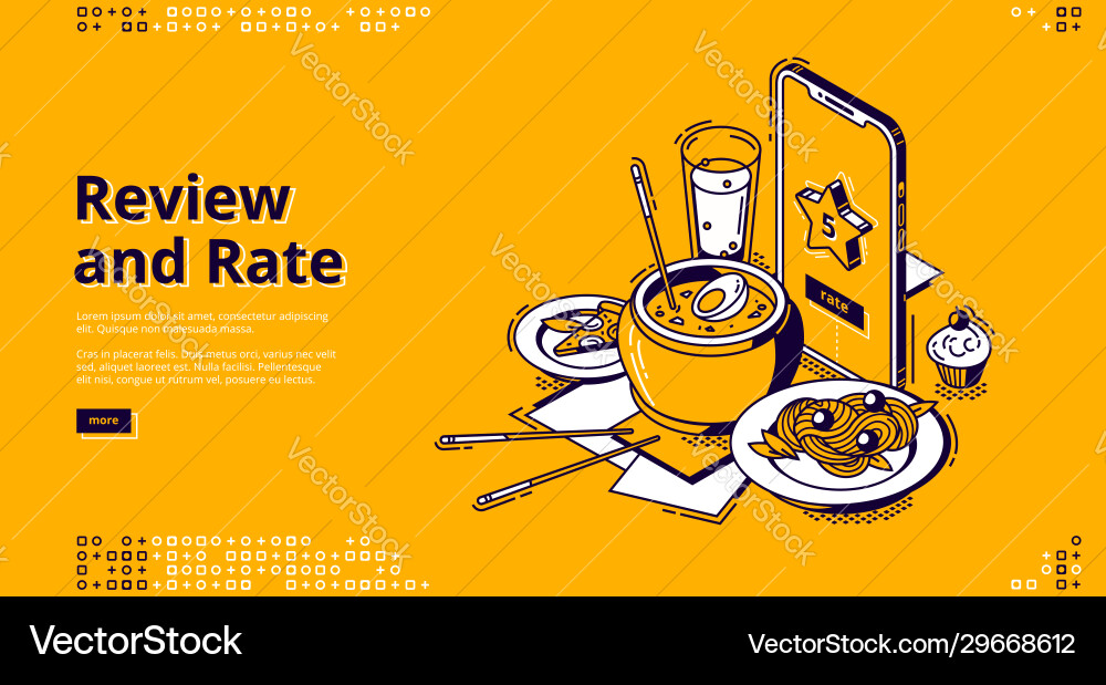 Restaurant rate customer review isometric banner Vector Image