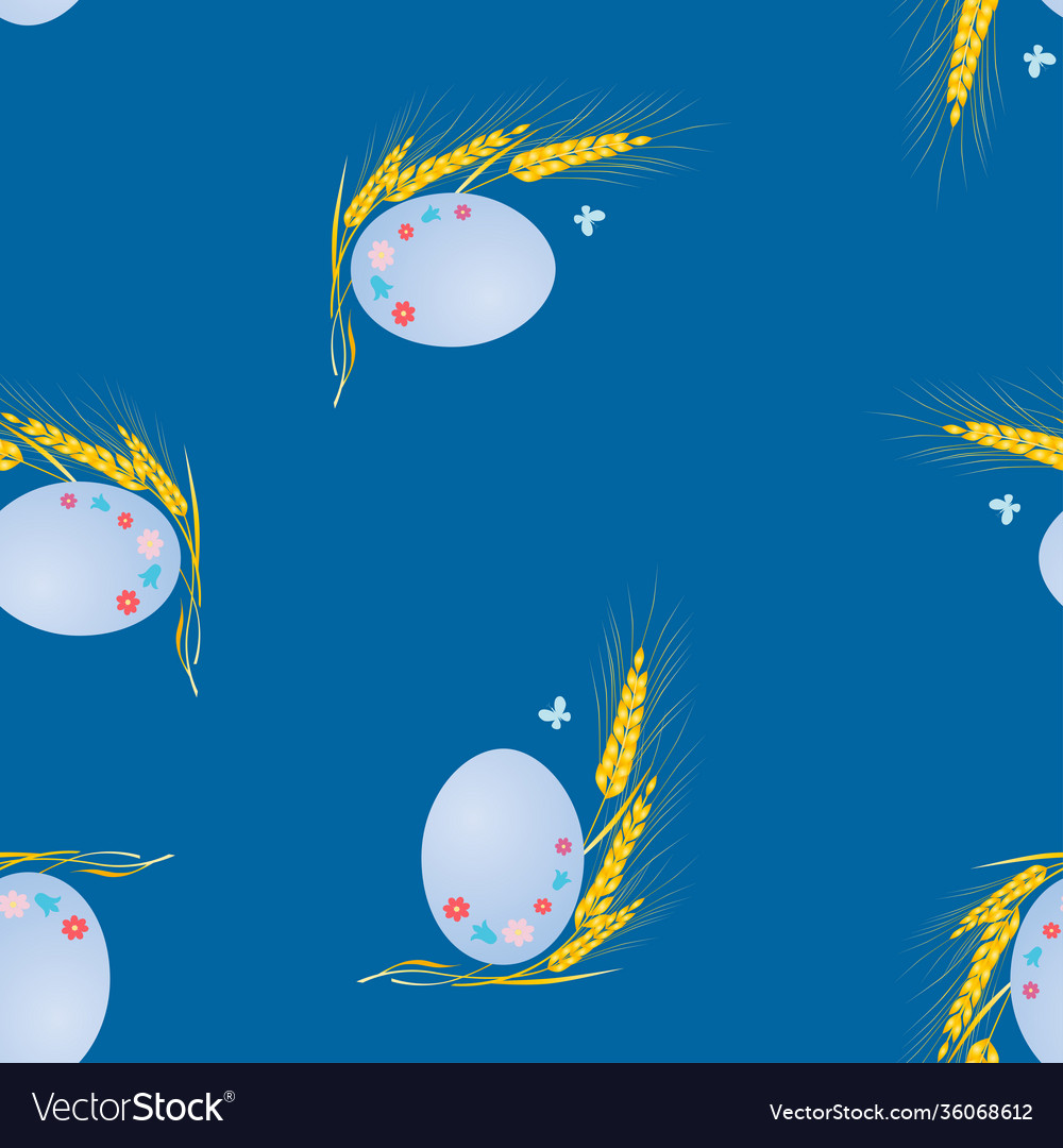 Seamless pattern blue decorative easter eggs Vector Image