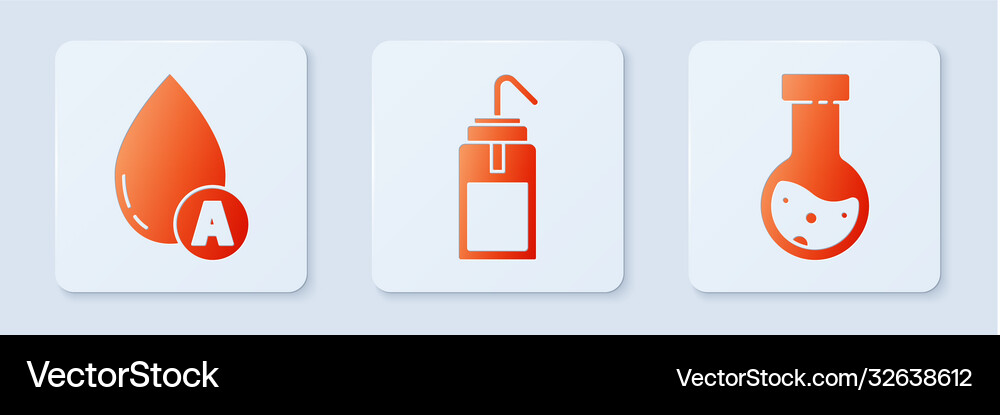 Set laboratory wash bottle water drop and test Vector Image