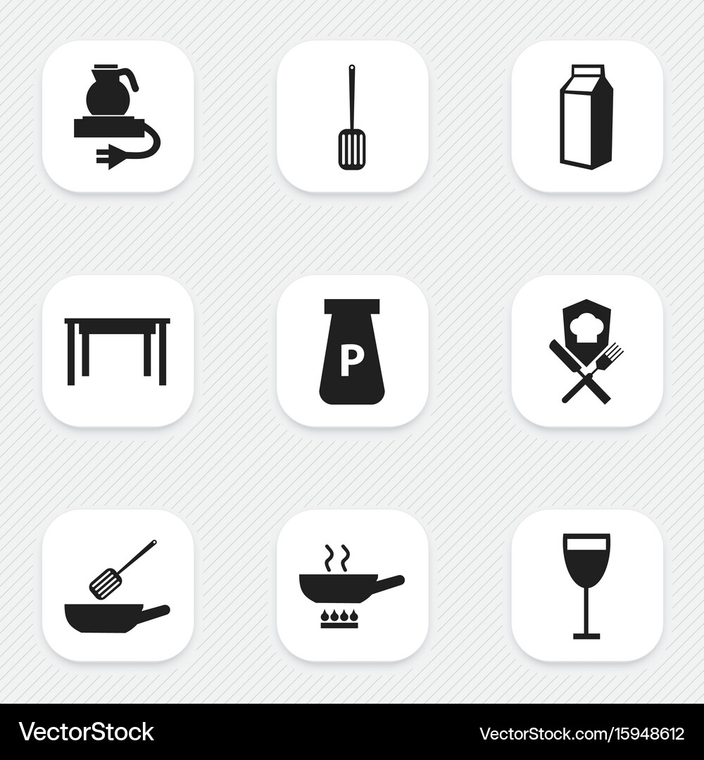 Set of 9 editable kitchen icons includes symbols Vector Image