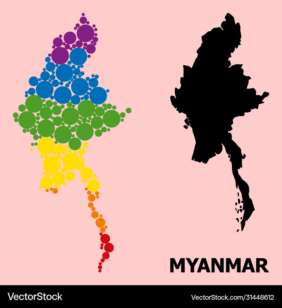 Spectrum mosaic map myanmar for lgbt Royalty Free Vector