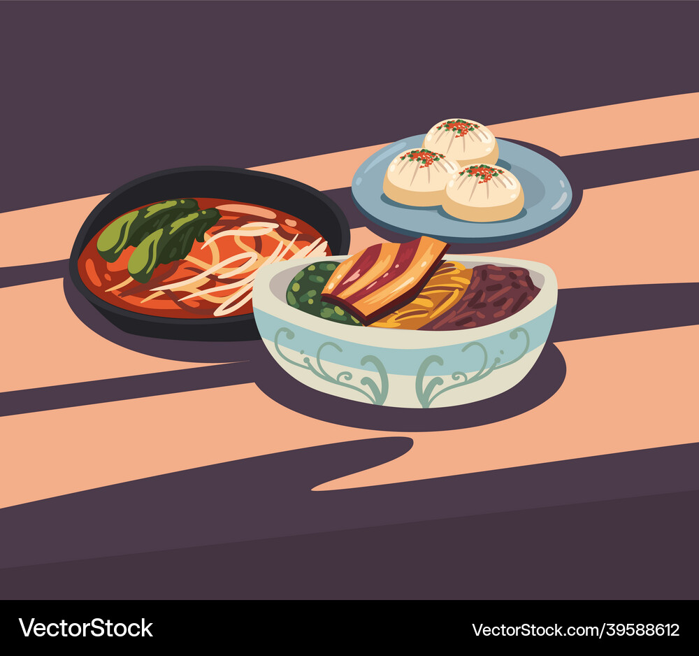 Taiwanese food bowls Royalty Free Vector Image