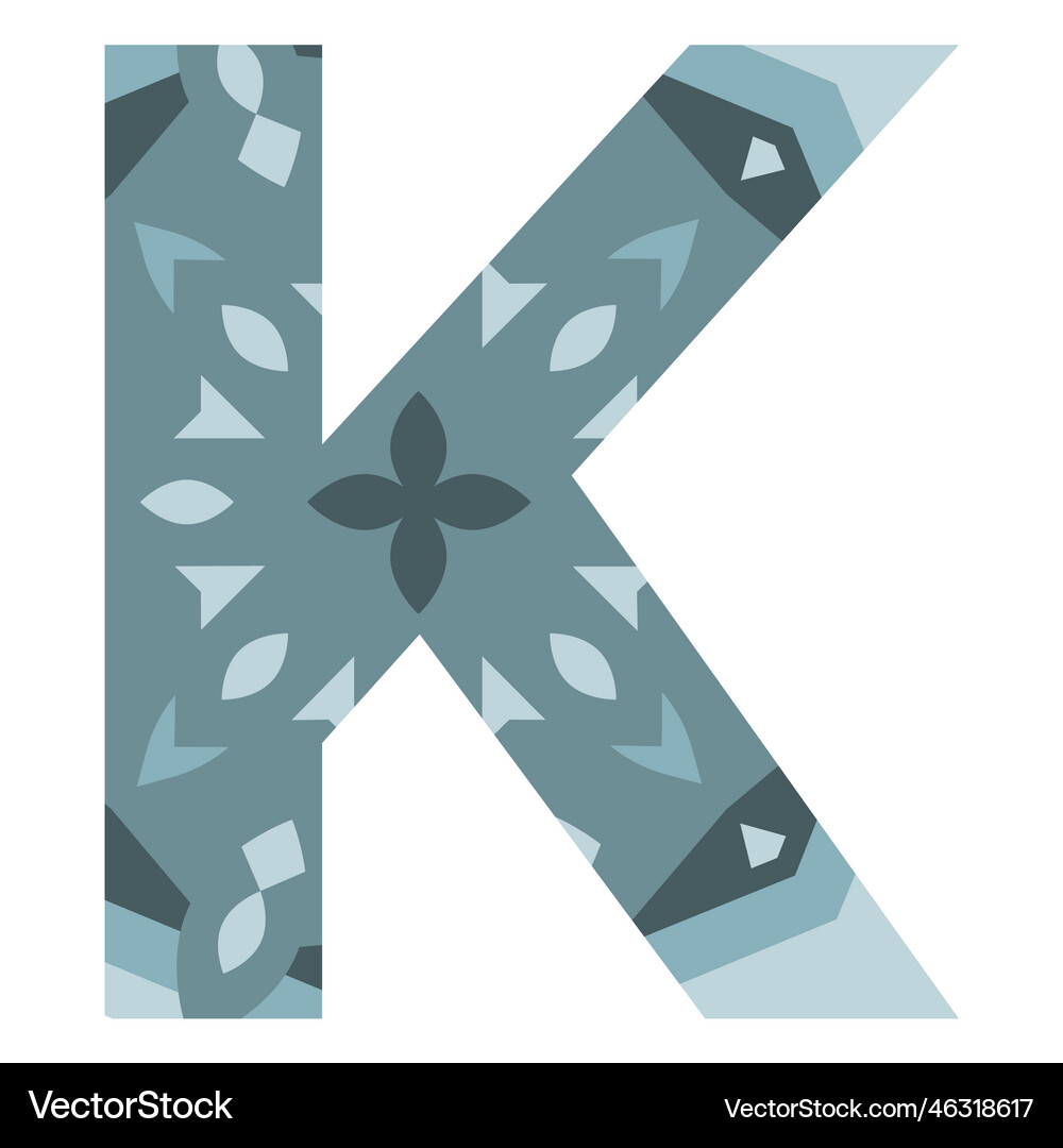 Alphabet letter k mandala Royalty Free Vector Image