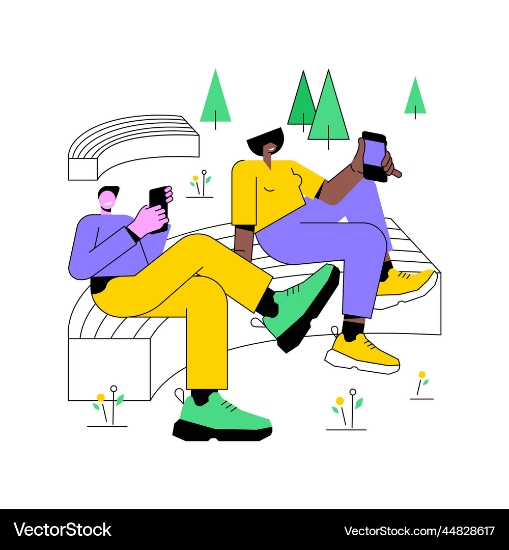 Chilling at the bench isolated cartoon Royalty Free Vector