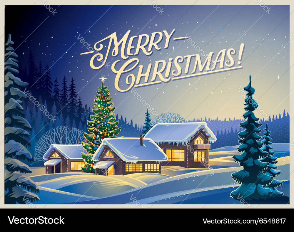 Christmas winter landscape design Royalty Free Vector Image