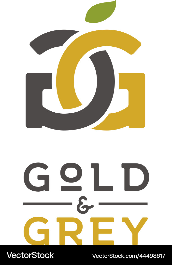 Gold fruit leaf golden initial letter g gg logo Vector Image