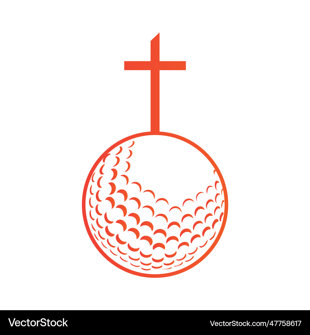 Golf ball and christianity cross Royalty Free Vector Image