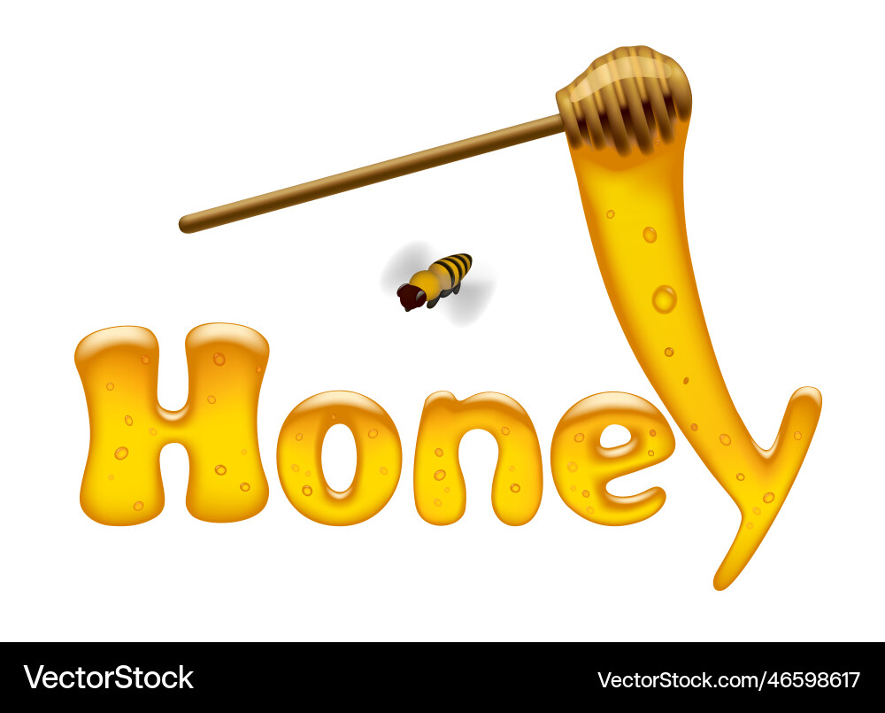 Honey inscription letters with flowing down Vector Image