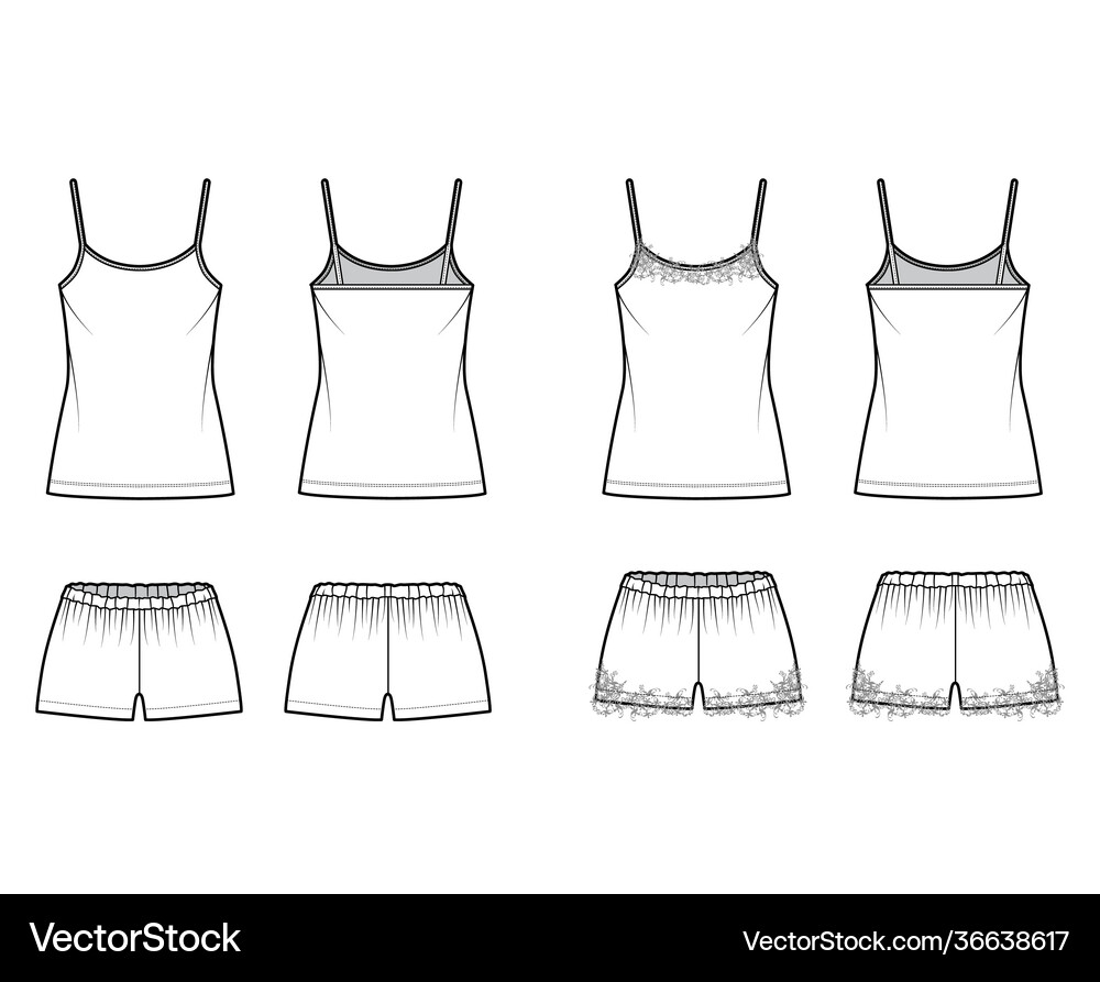 Lace Camisole Sleepwear Set Royalty Free Vector Image