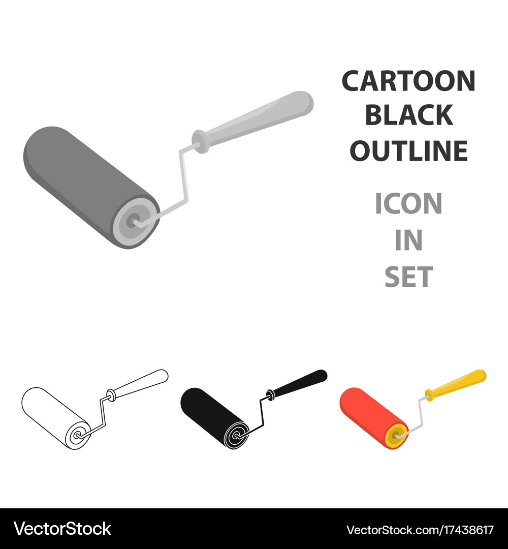 Paint roller icon in cartoon style isolated Vector Image