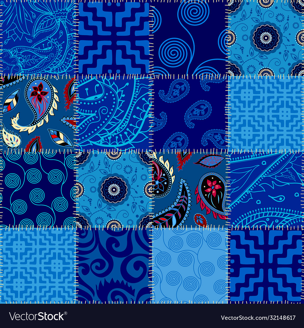 Patchwork textile pattern seamless quilting Vector Image