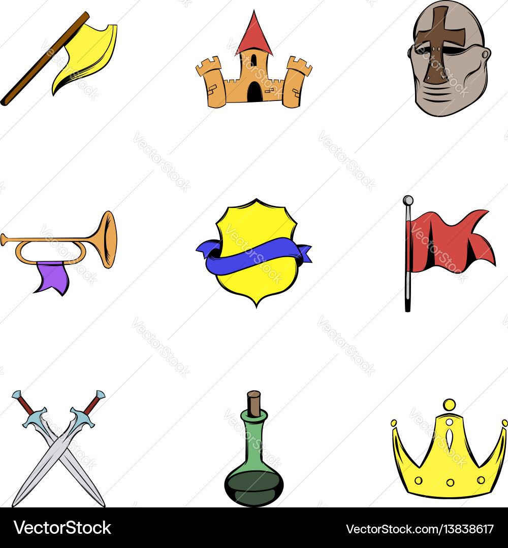Warrior icons set cartoon style Royalty Free Vector Image