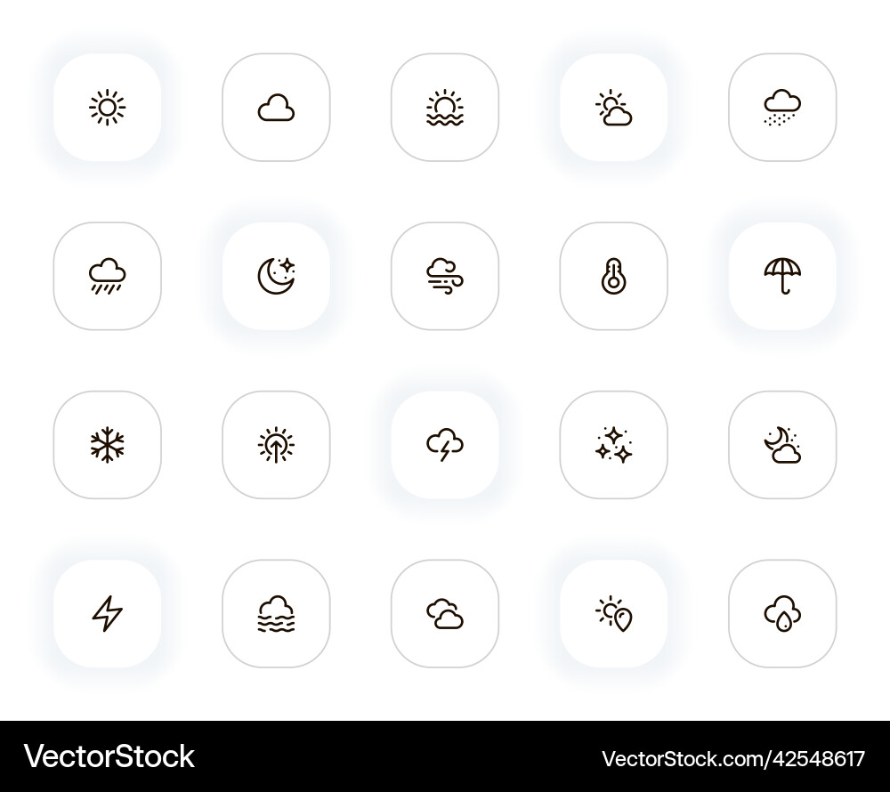 Weather and climate line icons set editable Vector Image