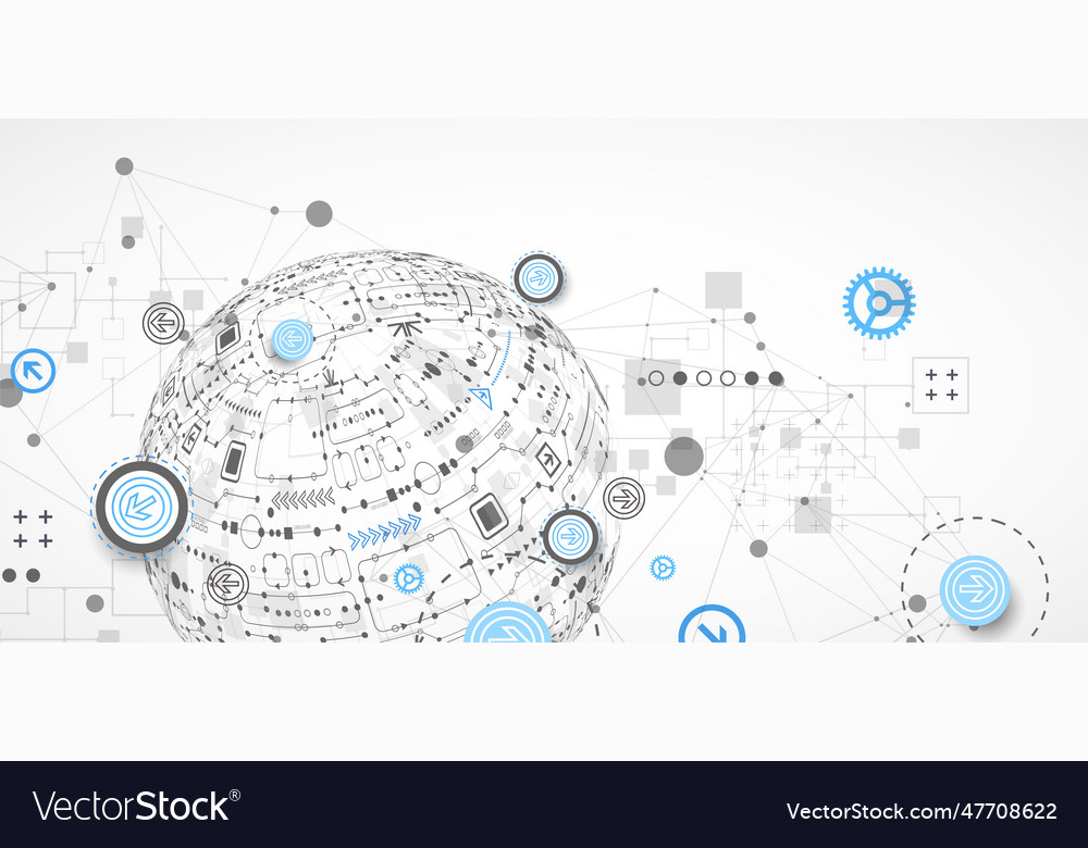 Abstract technology sphere background global Vector Image