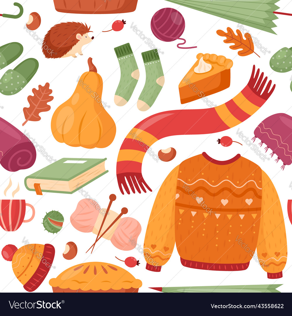 Autumn set seamless pattern Royalty Free Vector Image