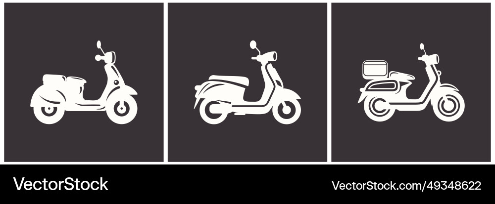 Black motorbike icon set simple Royalty Free Vector Image