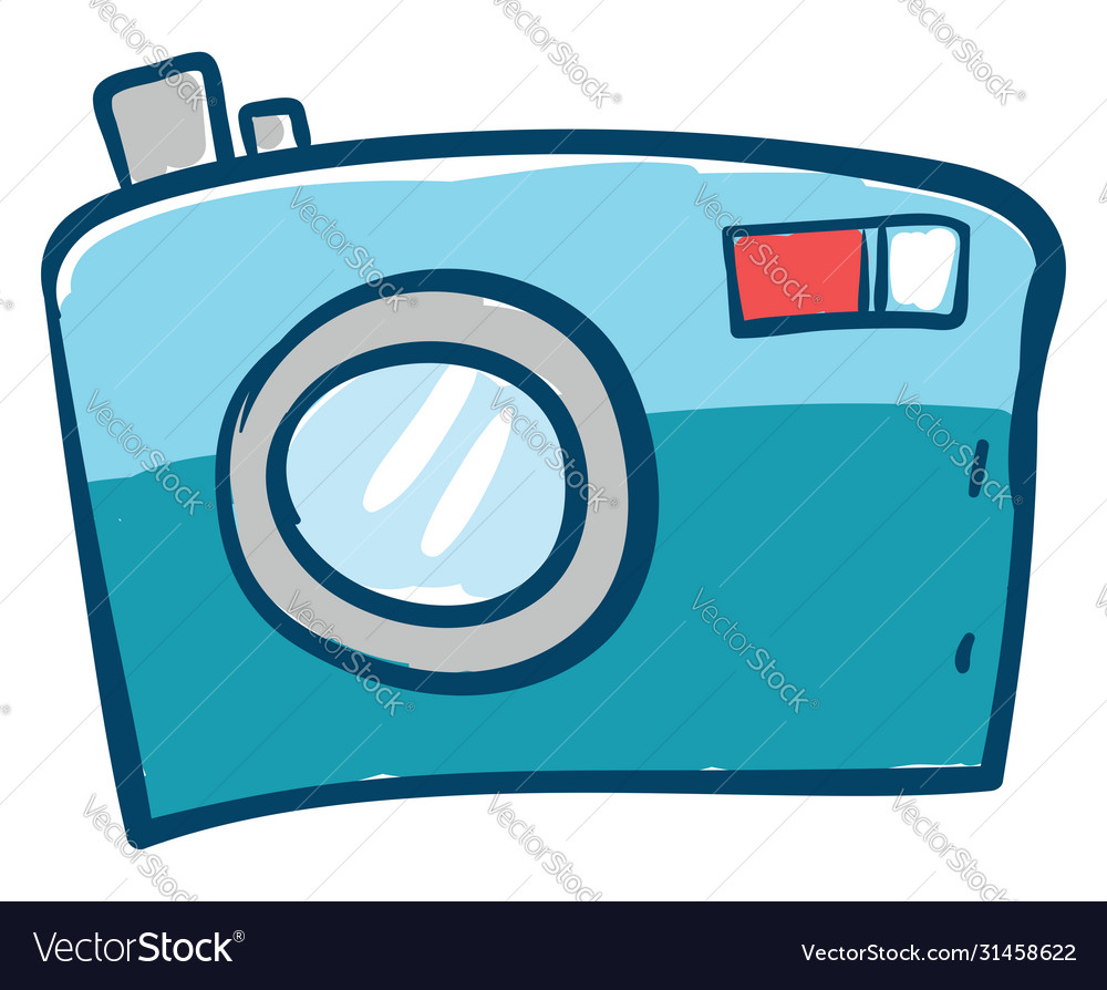 Blue camera on white background Royalty Free Vector Image