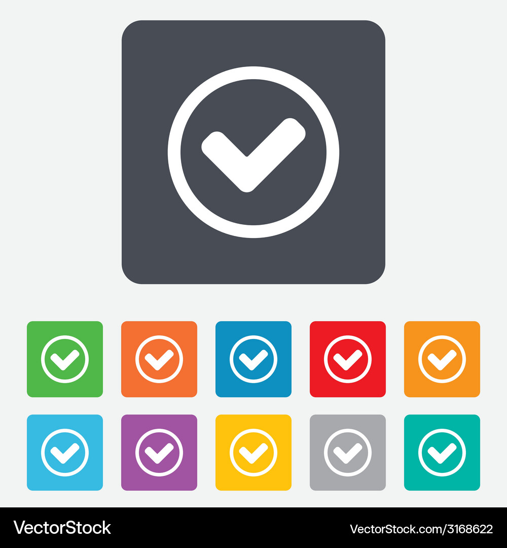 Check mark sign icon yes circle symbol Royalty Free Vector