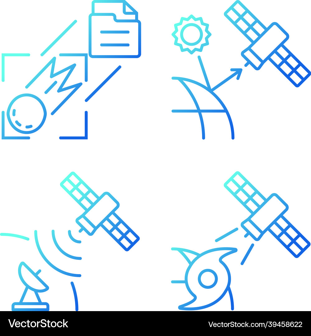 Climate monitoring satellites gradient linear Vector Image