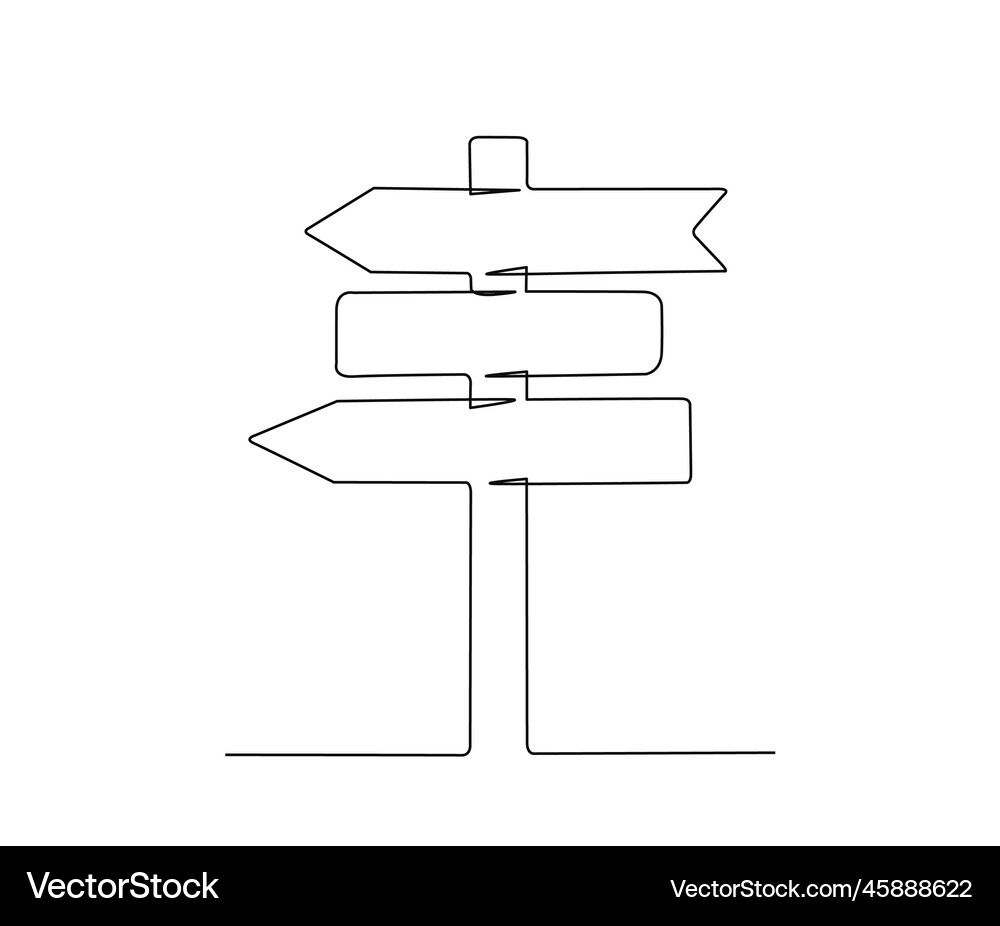 Continuous one line drawing of road direction Vector Image