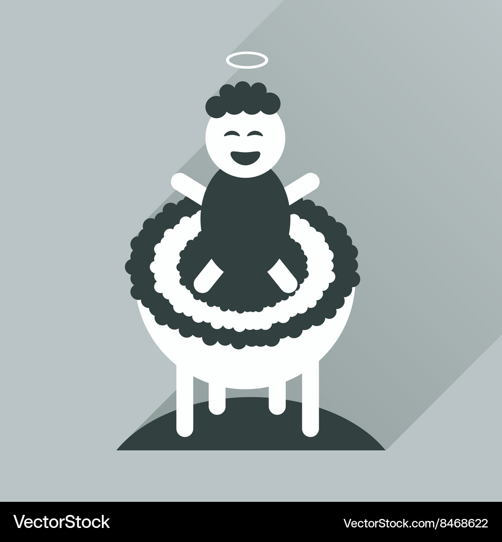 Flat icon with long shadow newborn jesus christ Vector Image