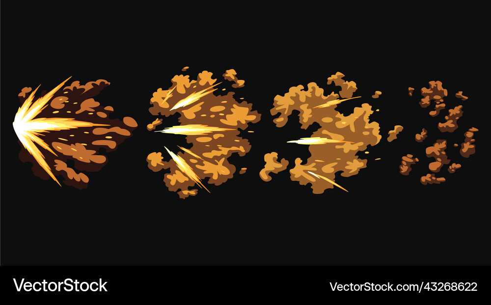 Gun flashes or gunshot animation collection Vector Image