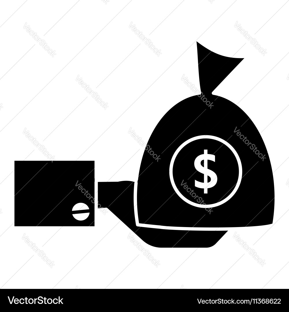 Hand holding money icon simple style Royalty Free Vector